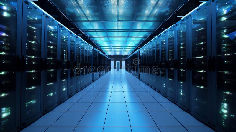 Interior of a Server Room, Where Server Towers are Visible on the Left ...