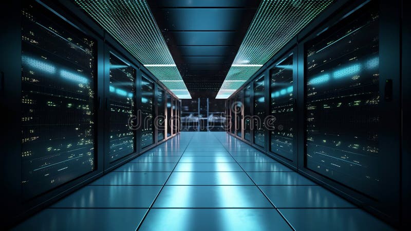 Interior of a Server Room, Where Server Towers are Visible on the Left ...