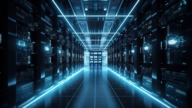 Interior of a Server Room, Where Server Towers are Visible on the Left ...