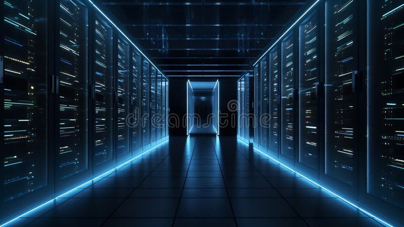 Interior of a Server Room, Where Server Towers are Visible on the Left ...