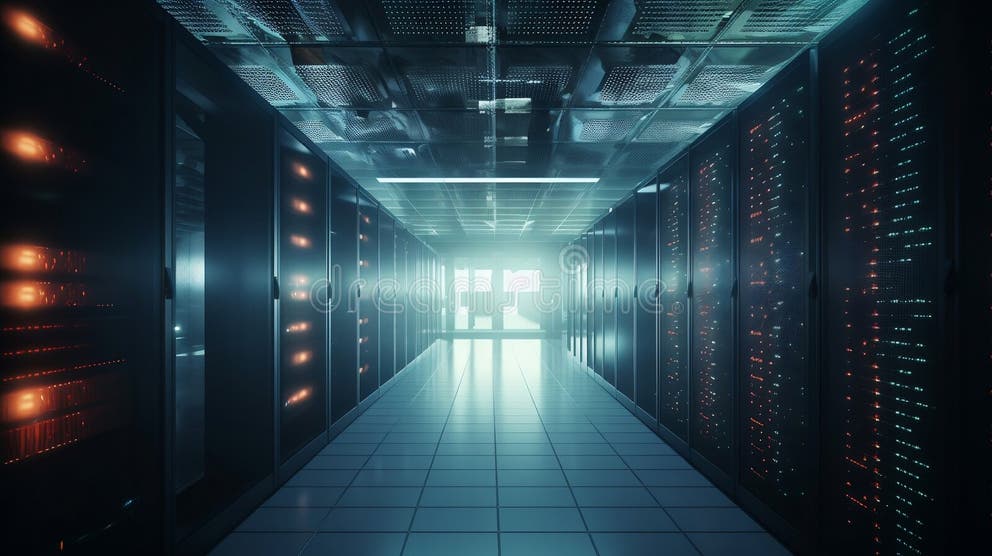 Interior of a Server Room, Where Server Towers are Visible on the Left ...
