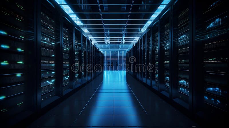 Interior of a Server Room, Where Server Towers are Visible on the Left ...