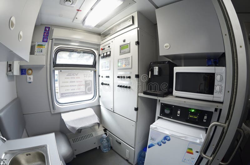 Interior of a Service Compartment of a Wagon: Conductors Seat, Window ...