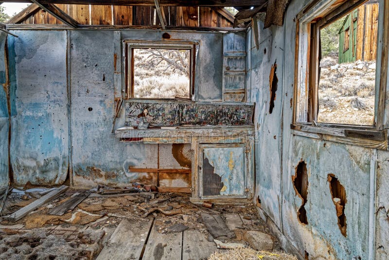 The Interior of a Shack in Ruins at an Abandoned Mining Operation in ...