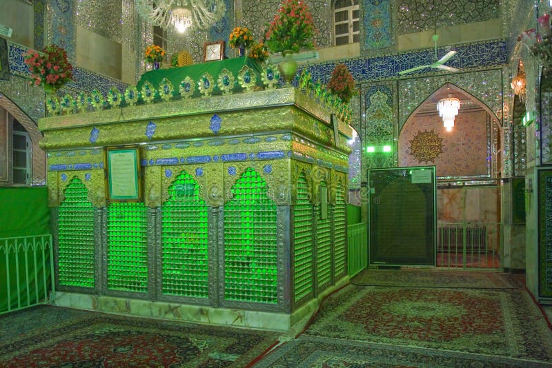 Interior of Shia Mosque in Yazd Stock Image - Image of flowers, coffin ...