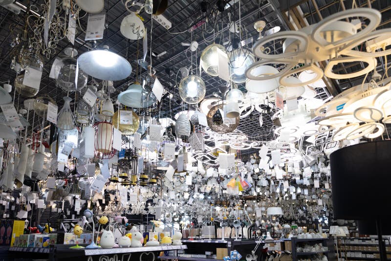 Interior of a Shop Selling Lamps and Chandeliers Stock Image - Image of ...