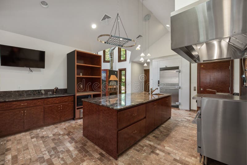 Interior Shot of a Beautiful Luxury Mansion S Kitchen Stock Photo ...