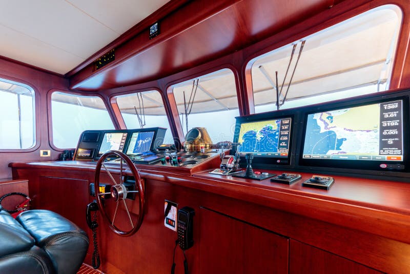 Interior Shot of the Control Room of the Boat Stock Image - Image of ...