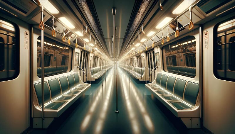Interior Shot of an Empty Train, AI-generated. Stock Illustration - Illustration of metal, retro ...