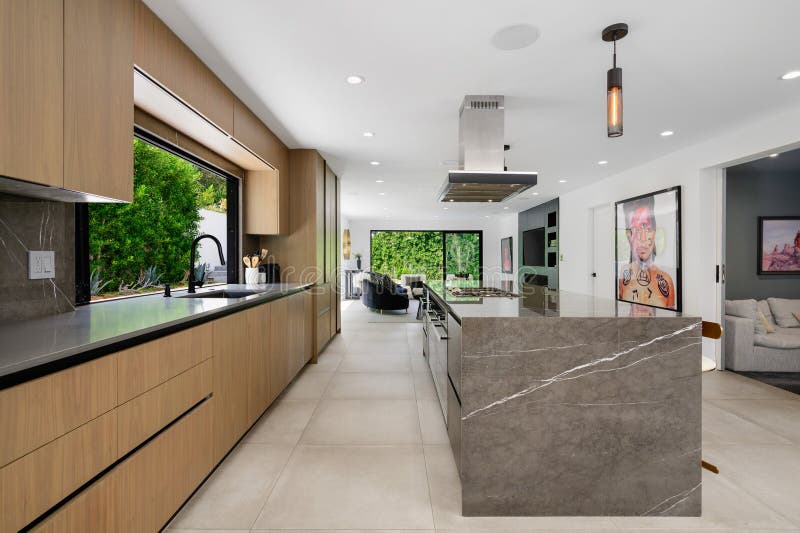 Interior Shot of a Kitchen of a Luxury Home Stock Image - Image of ...