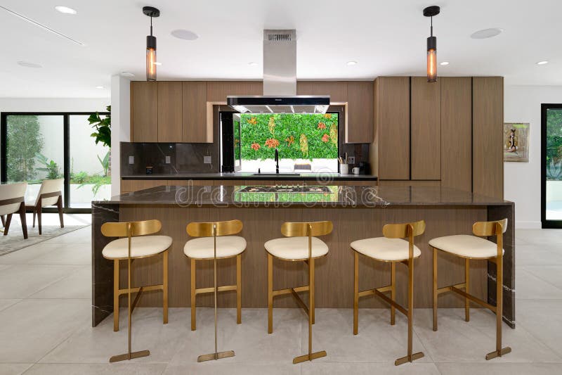 Interior Shot of a Kitchen of a Luxury Home Stock Photo - Image of cozy ...