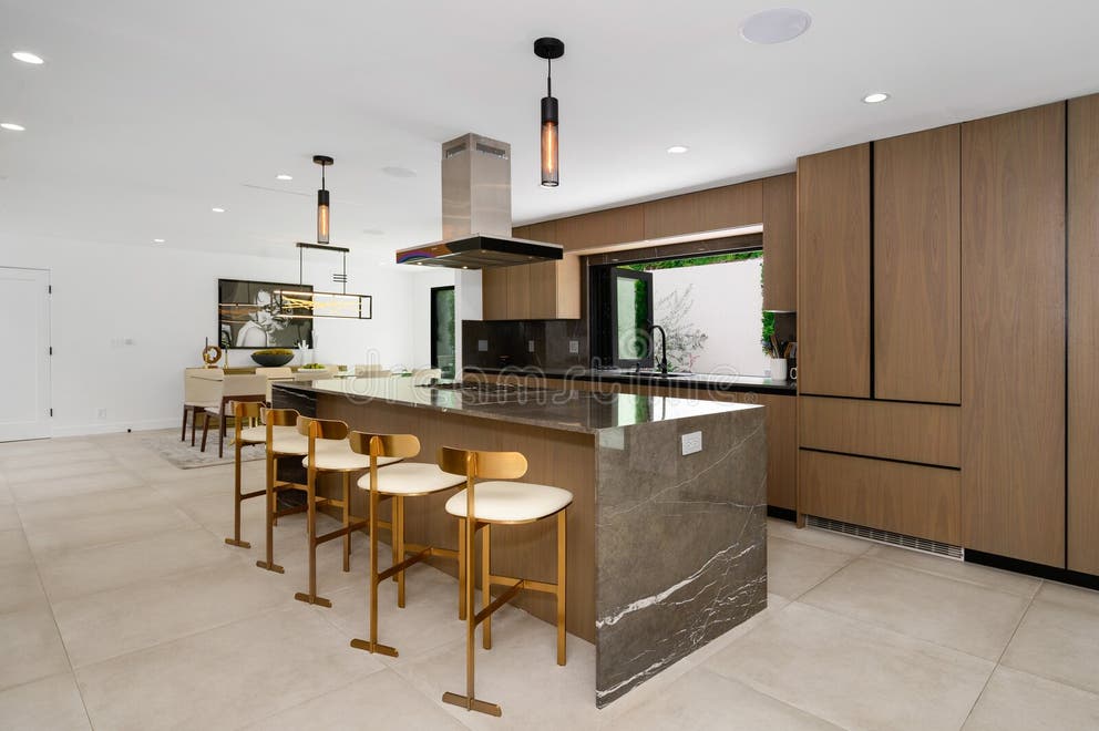 Interior Shot of a Kitchen of a Luxury Home Stock Image - Image of ...