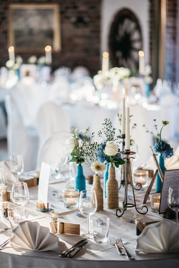 Interior Shot of a Wedding Ceremony Dinner Stock Photo - Image of ...