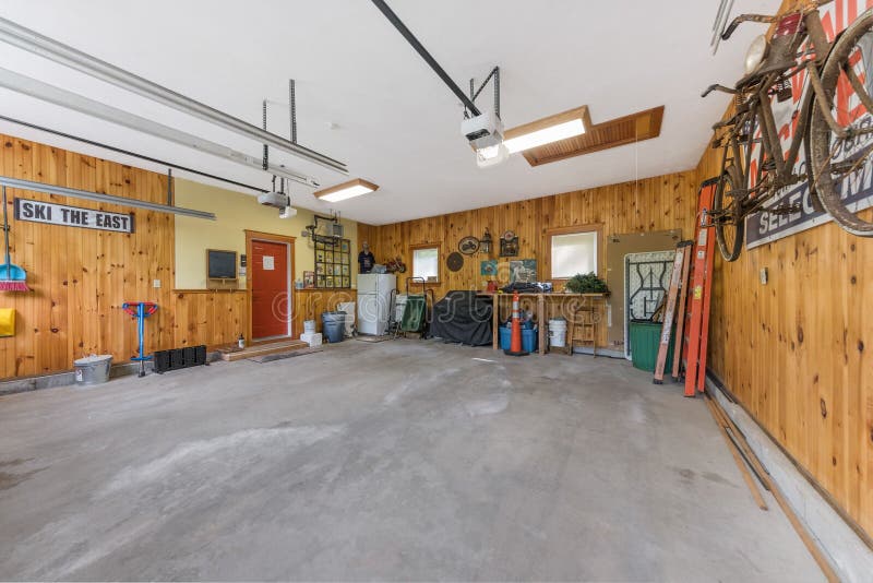 Interior Shot of a Wooden Garage. Stock Photo - Image of garage, brown ...
