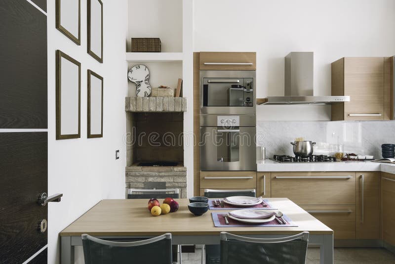 Interior Shots of a Modern Kitchen Stock Image - Image of colored ...