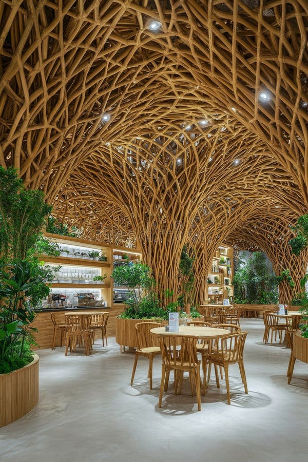 Unique Interior Design of a Modern Cafe Featuring Organic Architecture ...
