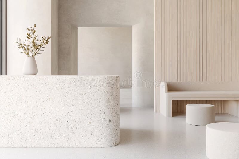 This Interior Showcases a Nearly All-white Terrazzo Design with Subtle ...