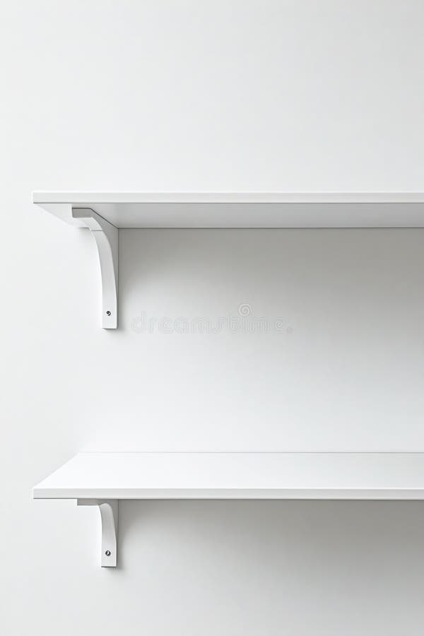 Minimalist Interior Design Featuring Empty White Shelves on a Plain ...