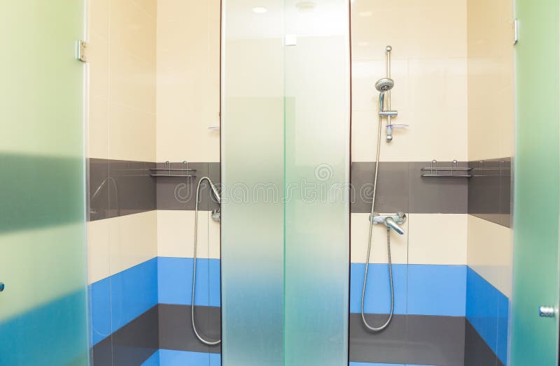 Interior of a Shower Room in a Sports Complex Stock Photo - Image of ...