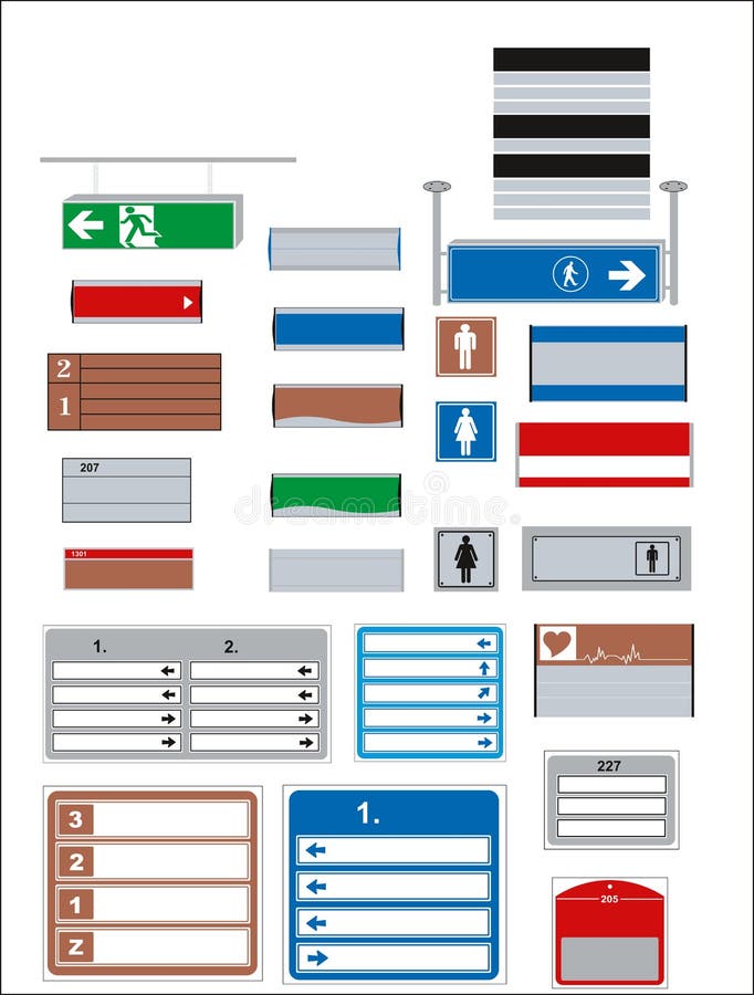 Interior Signage Concept Direction Pole Wall Mount. Stock Vector ...