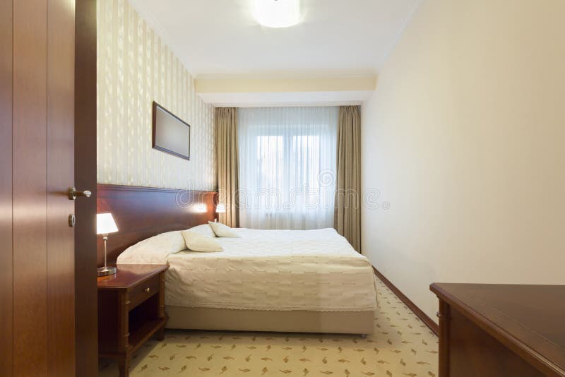 Interior of a Single Bed Hotel Room Stock Image - Image of indoors ...