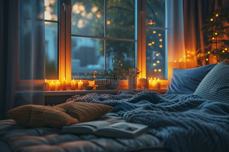 Interior of a Single Evening, Dim Light. Stock Image - Image of room ...