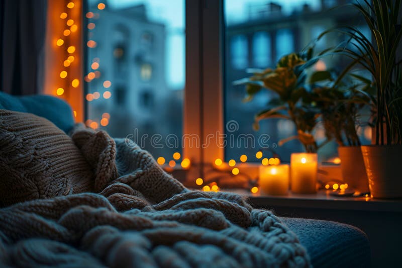 Interior of a Single Evening, Dim Light. Stock Photo - Image of ...