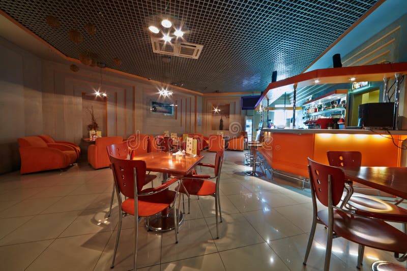 Interior of empty cafe-bar stock photo. Image of light - 29733812