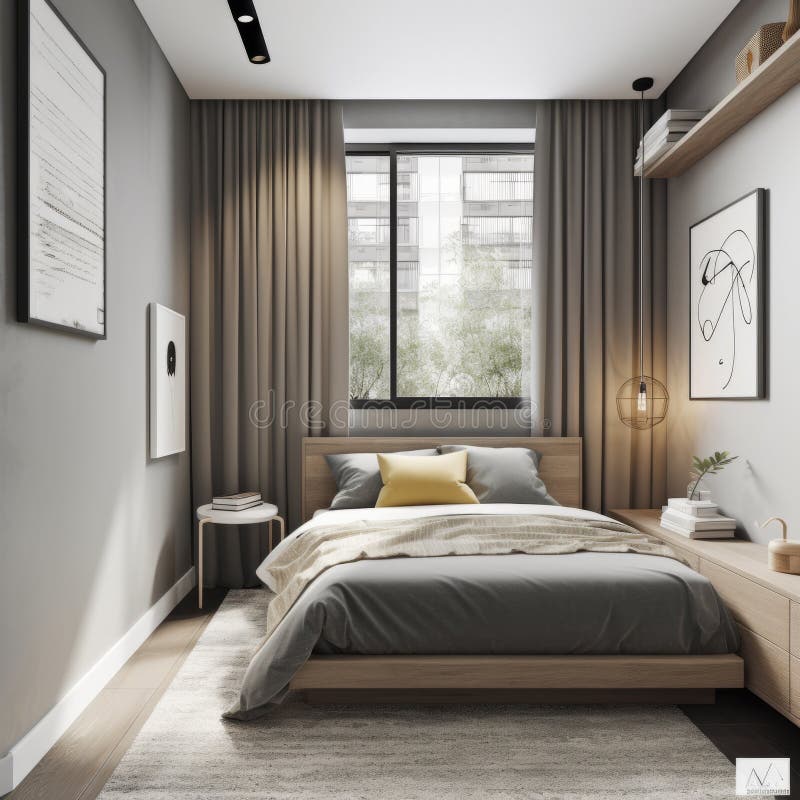 Interior of a Small Modern Bedroom in a Modern House Overlooking the ...