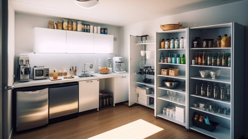 Interior of Small Office Pantry with a Modern Minimalist Touch Stock ...