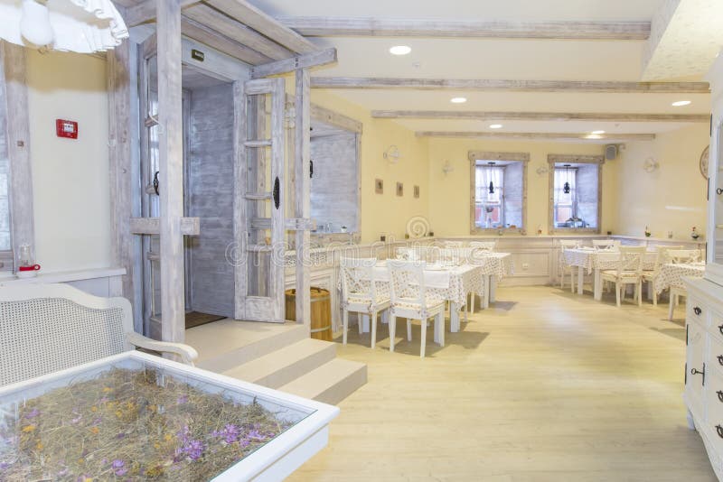 Interior of a Small Restaurant Stock Image - Image of buffet, country ...