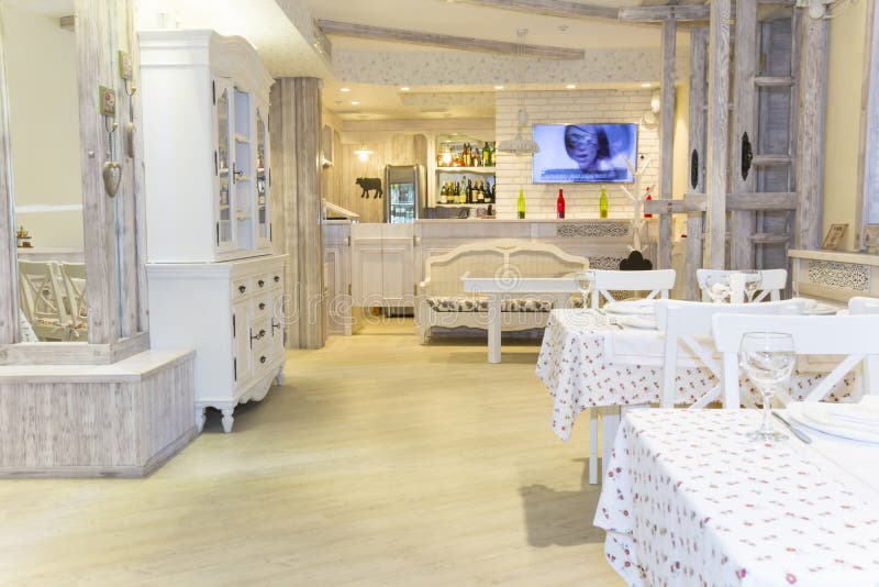 Interior of a Small Restaurant Stock Photo - Image of inside, room ...