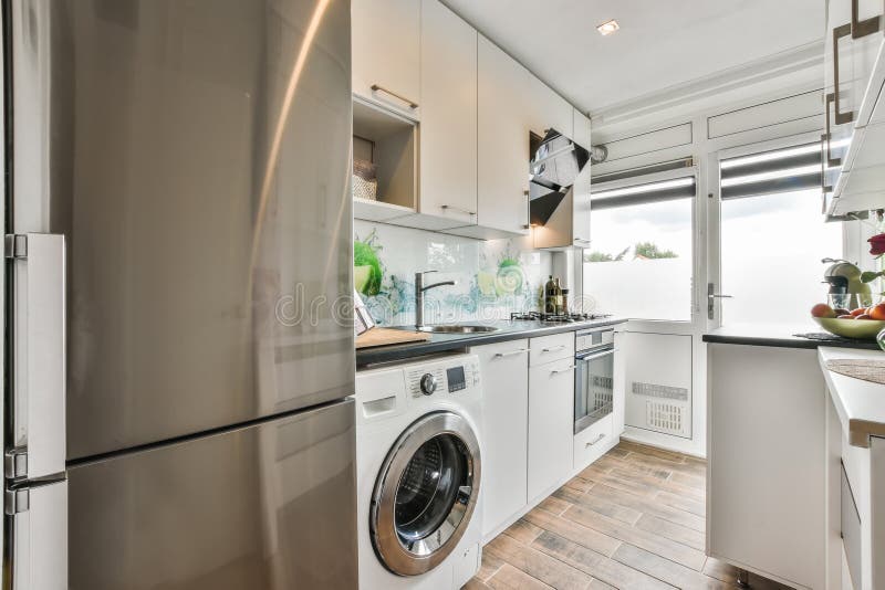 Comfortable kitchen design stock photo. Image of preparation - 241452652