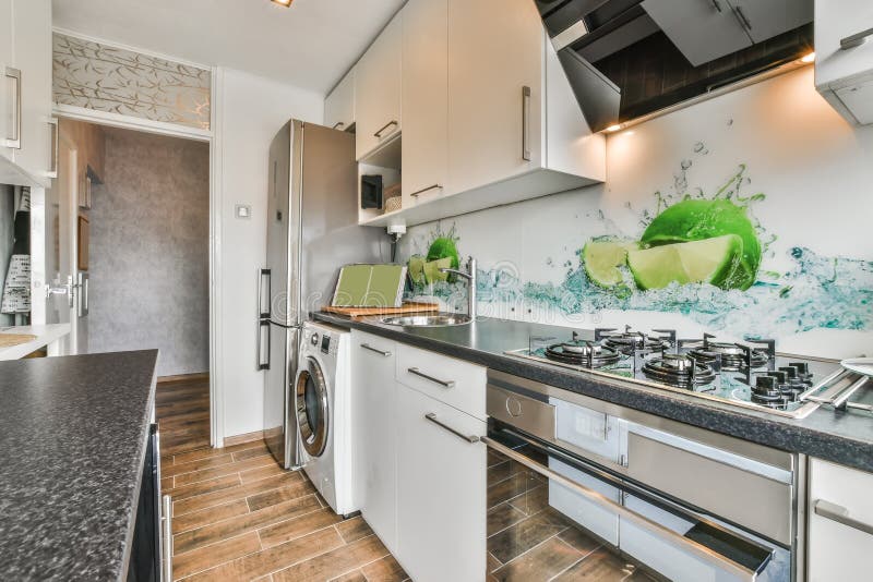 Comfortable kitchen design stock photo. Image of apartment - 241452768