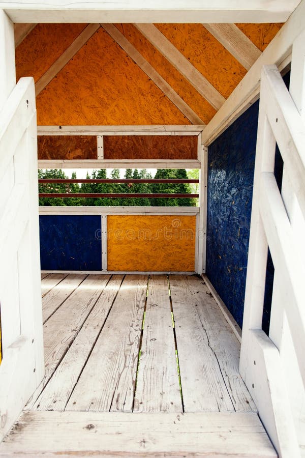 Interior of Small Wooden House for Children Stock Photo - Image of ...