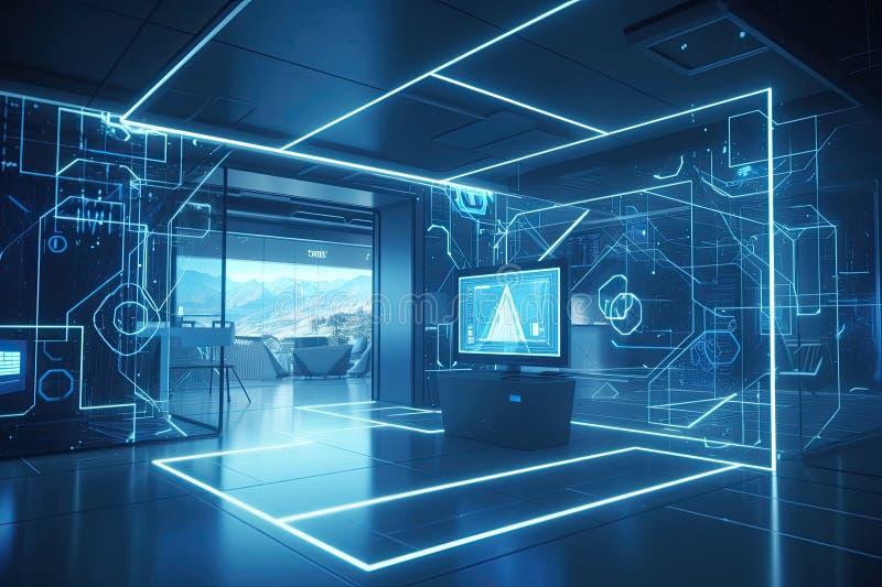 Interior of Smart Network House. Big Data Connection Technology Concept ...