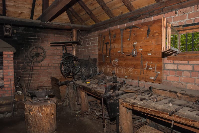Interior of smith`s forge stock image. Image of forger - 83572591