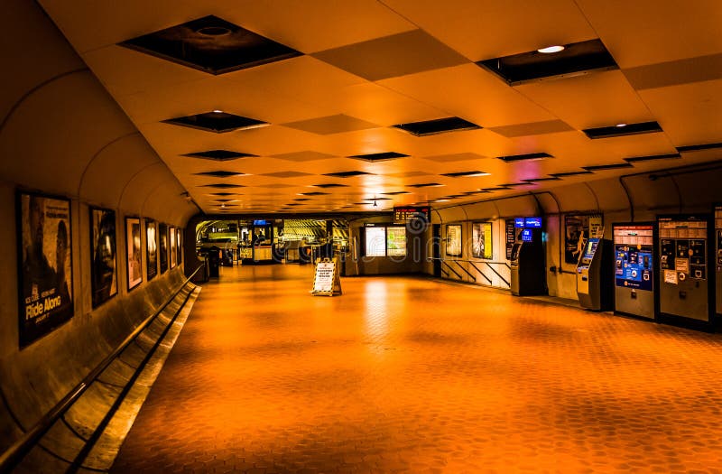 Interior of the Smithsonian Metro Station, in Washington, DC. Editorial ...