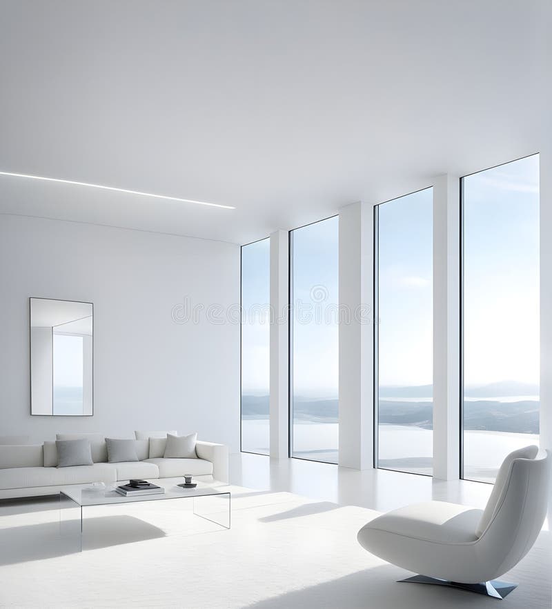 Interior of a Smooth White Room Reflecting Soft Overhead Lighting Stock ...