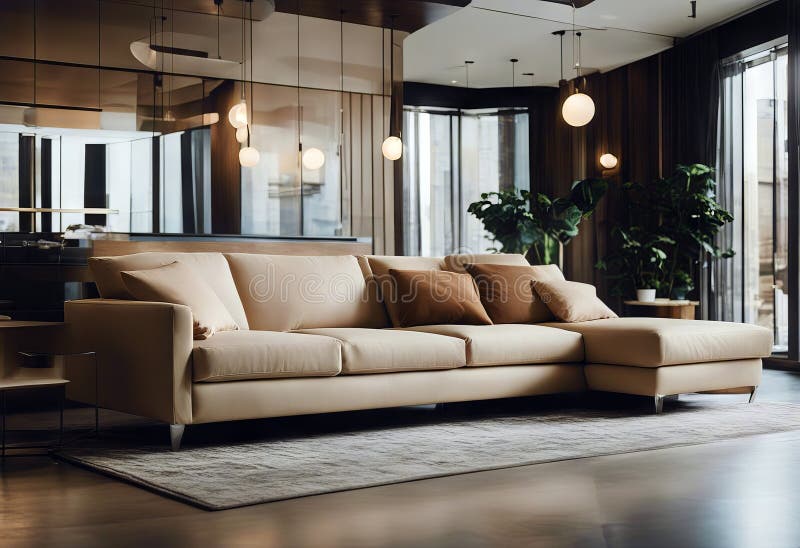 Interior Sofa Modern Three-dimensional Apartment Architecture Backlight ...