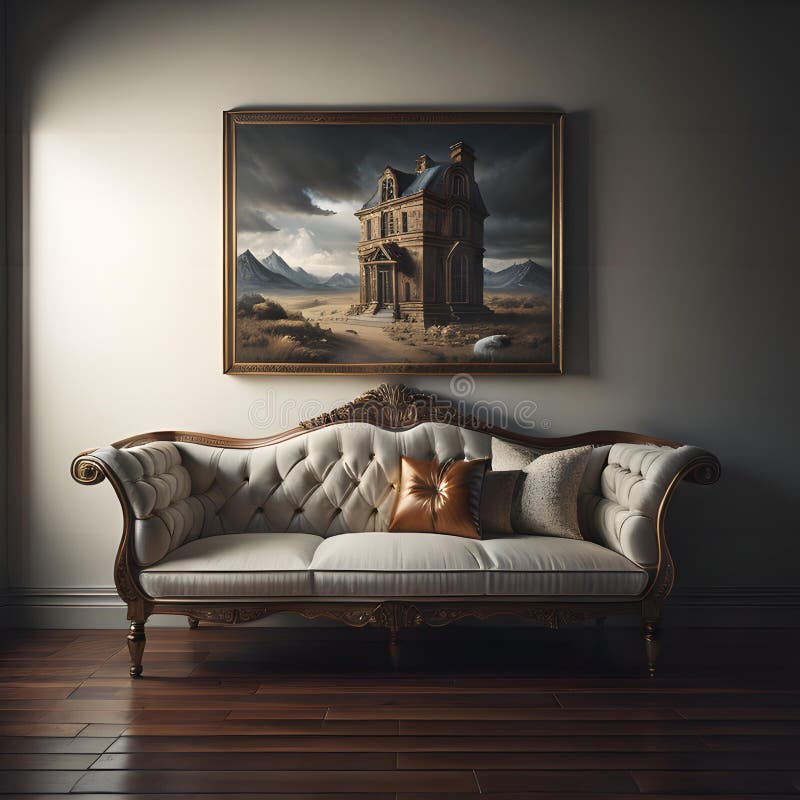 Interior with a Sofa and a Picture on the Wall. Generative Ai Stock ...