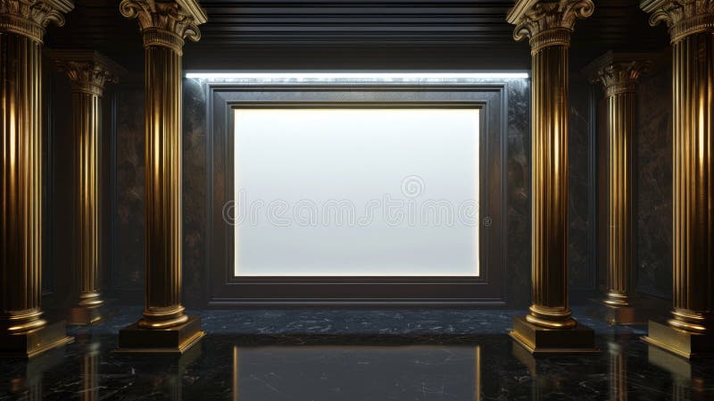 Interior Space with Columns and Large Window Stock Photo - Image of ...