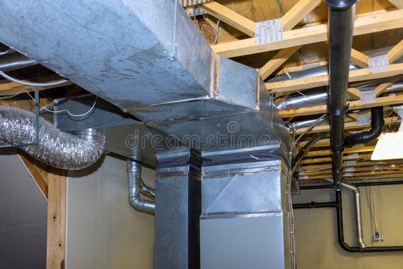 Metal Ductwork, Piping Installation in Basement Environment Showcases ...