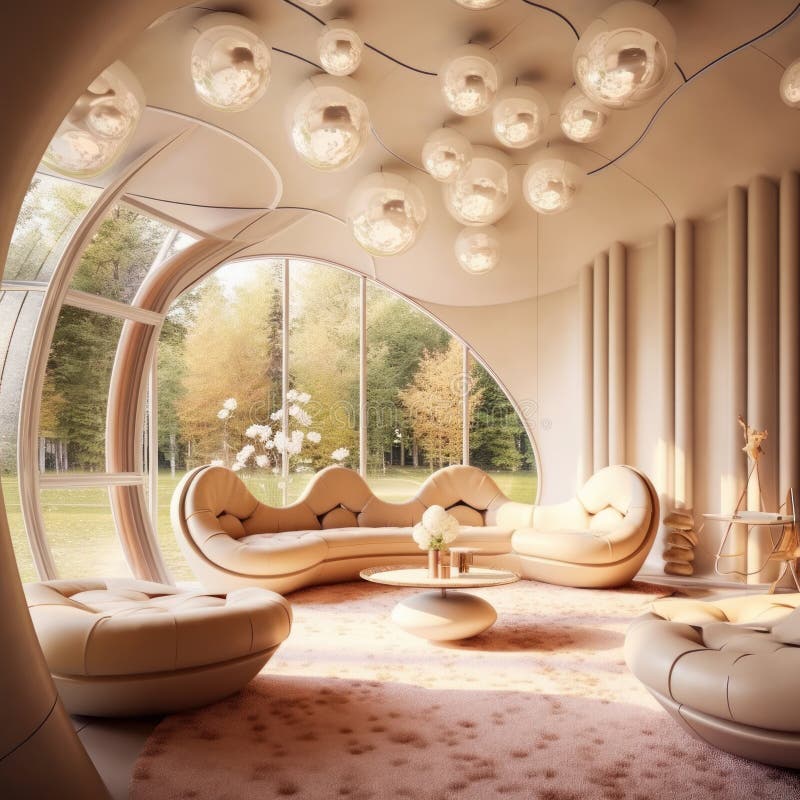 Interior Space Mid Century Beautiful Room Stock Illustration ...