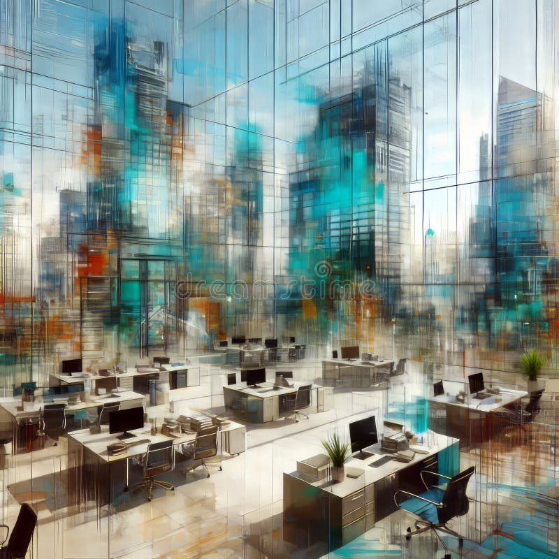 Abstract Modern Office Space Stock Illustration - Illustration of ...