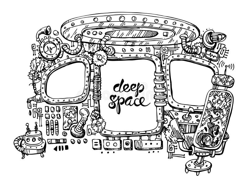 Interior of space ship. stock vector. Illustration of rocket - 100848960