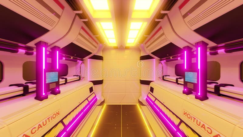 Interior of a Spacecraft Door with Neon Lights, Animation Loop Stock ...
