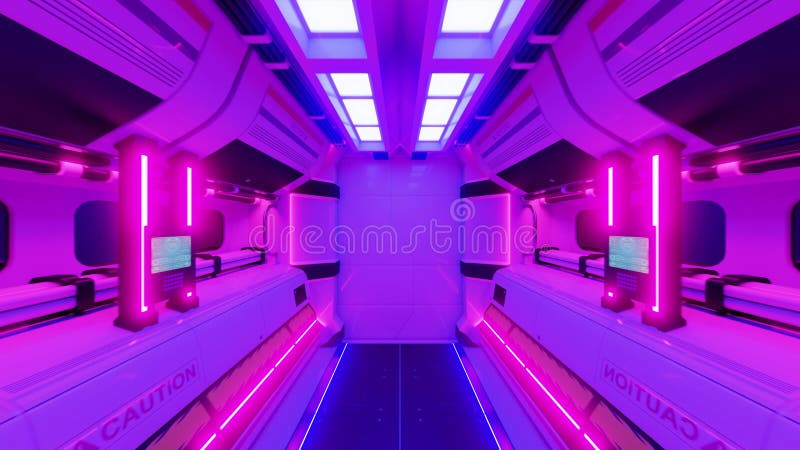 Interior of a Spacecraft Door with Neon Lights, Animation Loop Stock ...