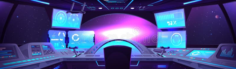 Interior of Spaceship Control Cabin with Panels Stock Image - Image of ...