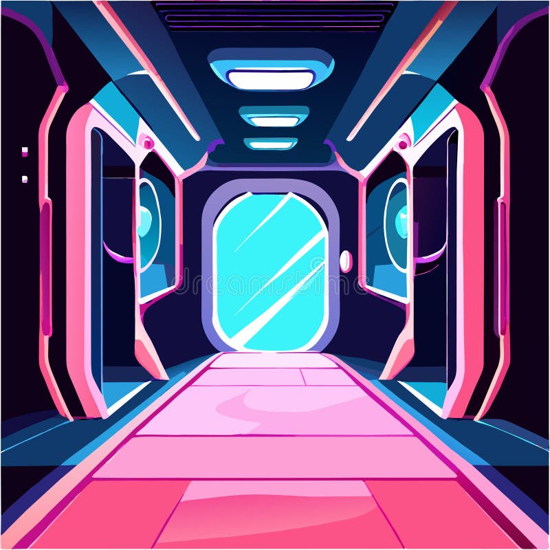 Interior of Spaceship. Vector Illustration in Flat Cartoon Style ...